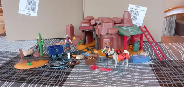 PLAYMOBIL FAR WEST mine très bon état 3 personnages beaucoup de ...
