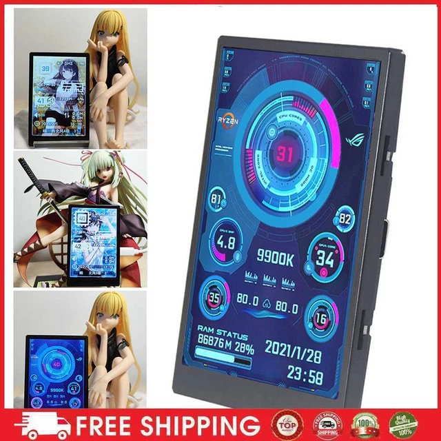 DUAL USB TYPE-C LCD Monitor CPU GPU RAM HDD DIY 3.5 Inch IPS Support ...