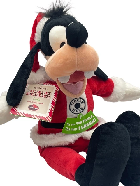 DISNEY HALLMARK TICKLE Goofy Santa Talking Animated Singing Plush 11 ...