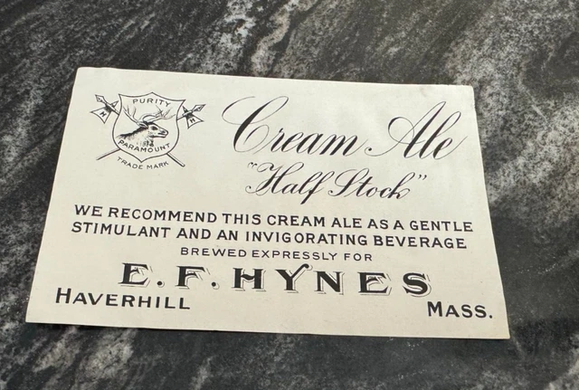 RARE PRE-PRO E. F. Hynes Half Stock Cream Ale Beer Bottle Label ...