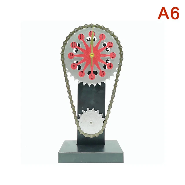 VINTAGE CHAIN GEAR Rotating Clock Mechanical Wind Art Hands Desktop ...