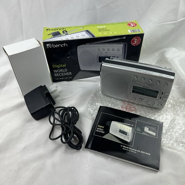 E-BENCH KH 2026 Digital World Receiver Radio FM/MW/LW/SW - Box & Leads ...