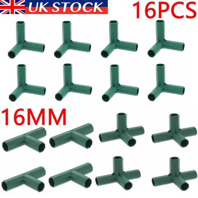 16X PLASTIC GARDEN Plant Awning Joints Connector Frame Greenhouse ...
