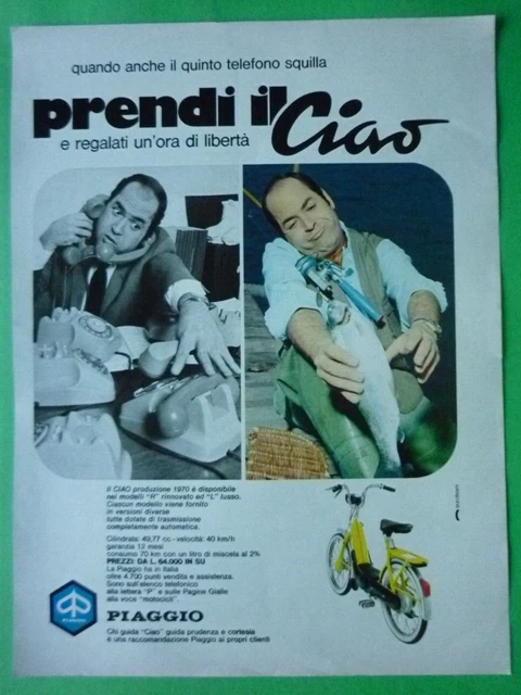 PIAGGIO CIAO MOTO 50 Cc Publicité D'Origine 1970 Prendre Le Ciao 3 EUR ...