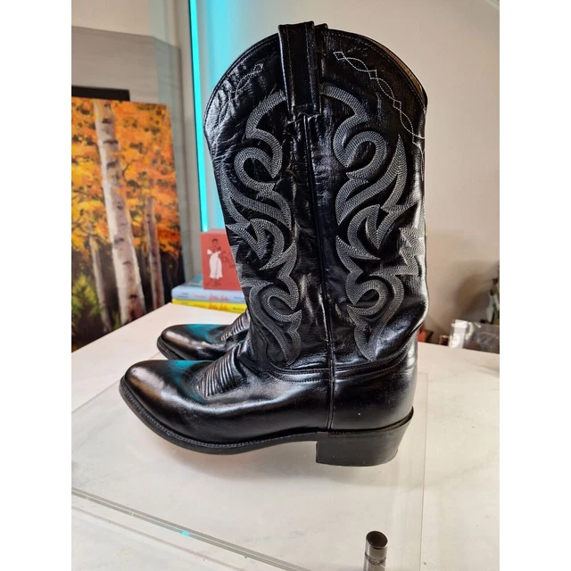 DAN POST MEN'S Black Marble Round Toe Cowboy BootSize 9 Ew £124.34 ...