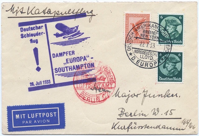 KATAPULT 1933 DT. Reich Seepostaufgabe Berlin Flugpost Catapult H 131 c ...
