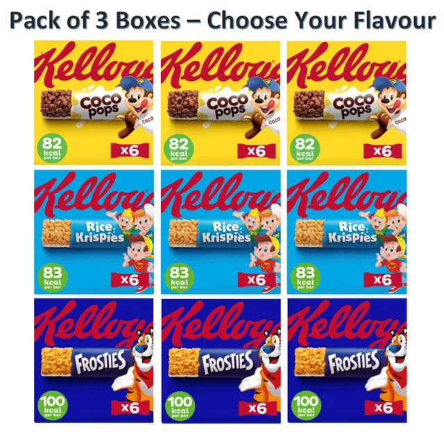KELLOGG'S FROSTIES, COCO Pops, Rice Krispies Breakfast Cereal Bars 3 x ...