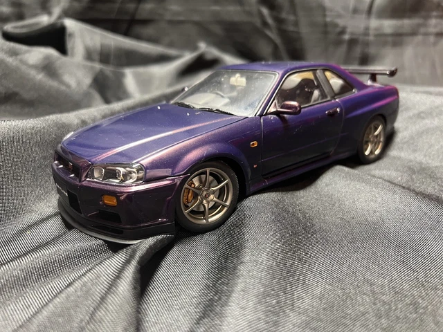 RARE NISSAN SKYLINE Gt-r V Spec R34 1:18 Scale Purple Autoart Model Car ...