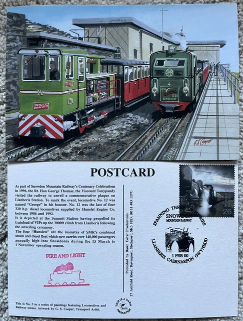 SNOWDON MOUNTAIN RAILWAY Fire & Light 2000 Dawn First Day ‘Cover ...