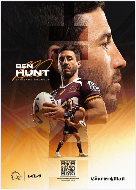 BEN HUNT Brisbane broncos premiers nrl rugby team player LAMINATED ...