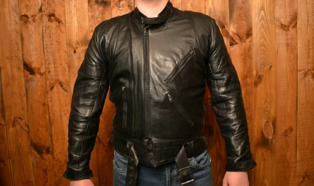 BRITISH LEATHERS COWHIDE Cafe Racer Vintage Motorcycle Biker Leather ...