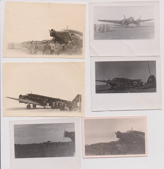 FOTO 2 WK Aufnahmen Kriegsschauplätze mit Fliegern Heinkel / JU 52 etc ...