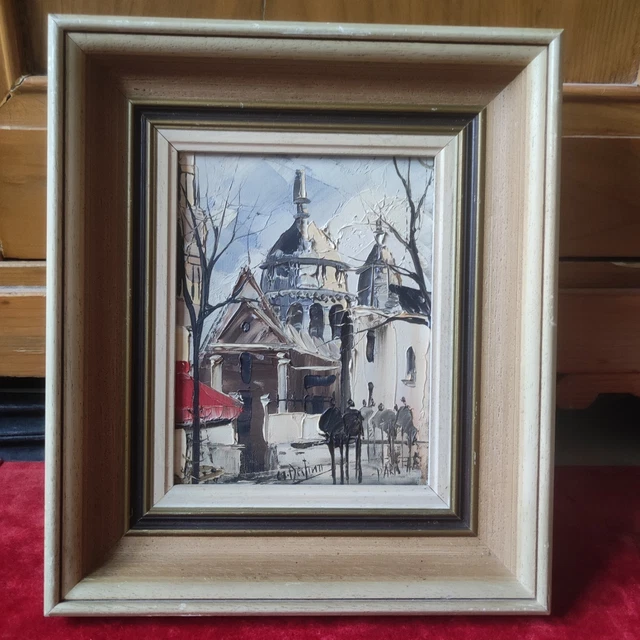 TABLEAU HUILE sur toile signé Destino Montmartre Sacré Coeur Paris 1978 ...