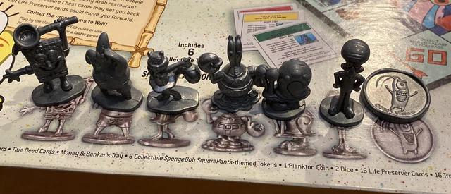 MONOPOLY -SPONGEBOB SQUAREPANTS Edition Complete set of Pewter Tokens ...