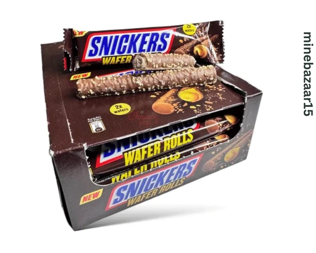 SNICKERS WAFER ROLLS Milk Chocolate Crispy Wafer Rolls 12 x 24 g Full ...