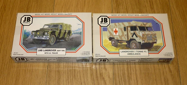 PAIR OF JB Models 1/76 scale Land Rovers (soft top & ambulance ...