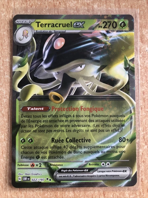 CARTE POKÉMON TERRACRUEL EX 022/197 Flammes Obsidiennes EV03 Neuf Fr ...