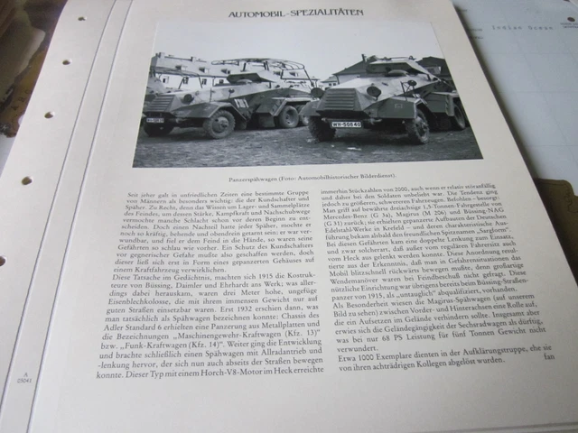 DEUTSCHES AUTOMOBIL ARCHIV 5 Sonder KFZ 5041 Panzerspähwagen EUR 6,25 ...