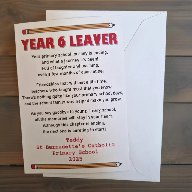YEAR 6 LEAVERS Card - End of Primary school £4.49 - PicClick UK