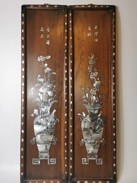 19TH CENTURY QING dynasty Antique Chinese inscribe inlaid mother of ...