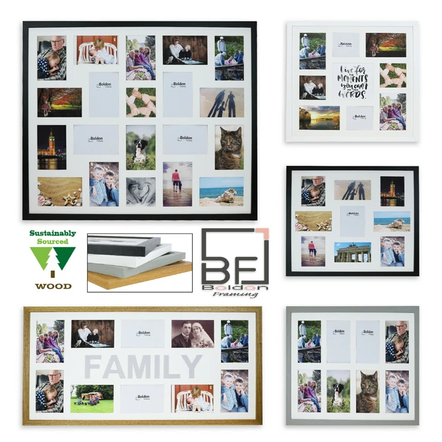 LARGE MULTI APERTURE Photo Picture Frame Holds 8/9/10/12/16/20 Photos ...