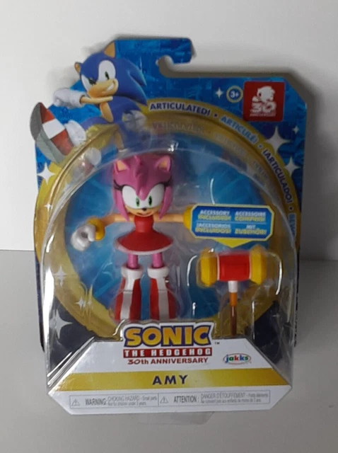 Amy Sonic The Hedgehog 30th Anniversary Toy Figure W Hammer By Jakks