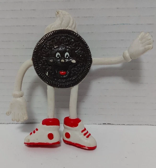 VINTAGE OREO COOKIE Character Man Bendable Rubber Toy Figure 4.5" Red ...