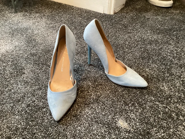 PRIMARK LIGHT Blue Suede High Stiletto Heel Court Shoes Size 5 £3.50 ...