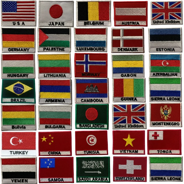 NATIONAL COUNTRY FLAGS With Name Iron On Patch Embroidered Sew On Applique Badge £3.49 - PicClick UK