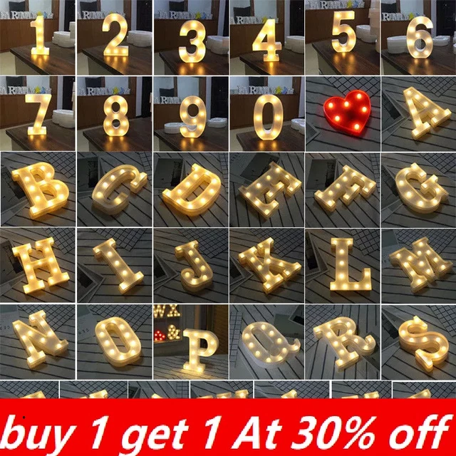 LARGE LED LIGHT Up Alphabet Letters Plastic Numbers Standing Party Birthday BAR £5.99 - PicClick UK