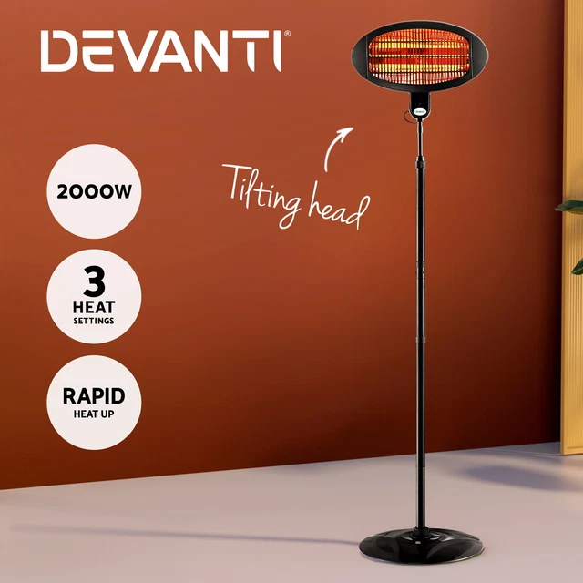 DEVANTI ELECTRIC PATIO Heater Outdoor Radiant Portable Pedestal Heat ...