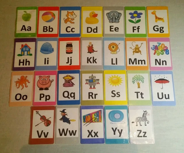 A-Z ALPHABET FLASH Cards Set - Educational Learning Picture & Letter ...