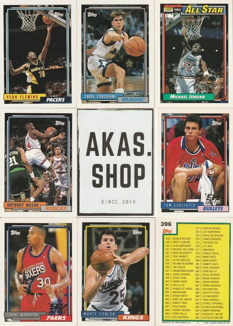 1992-93 TOPPS BASKETBALL NBA Trading Cards '92-1993 No. 251-396 Pick ...