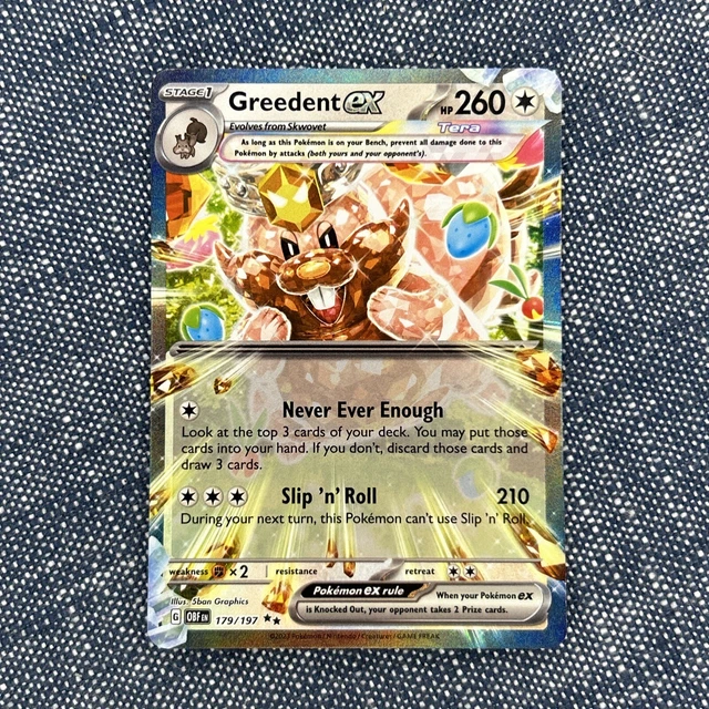 POKÉMON TCG GREEDENT ex SV03: Obsidian Flames 179/197 Holo Double Rare ...
