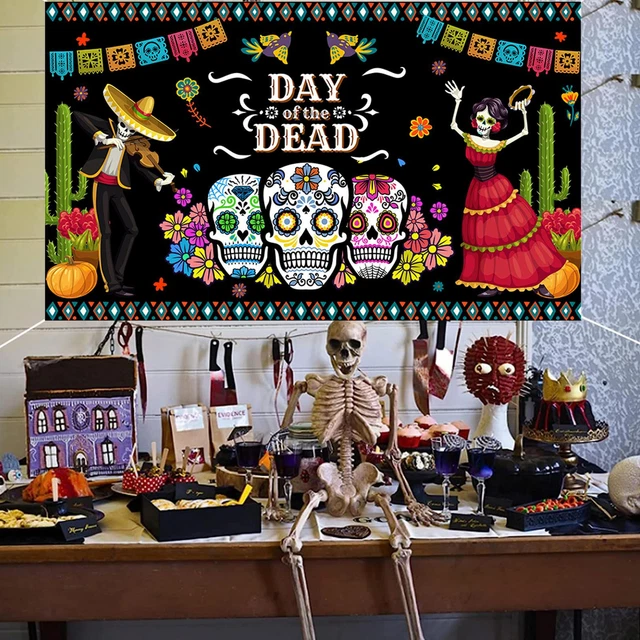 THE DEAD BACKDROP Banner Mexican Day Of The Dead Party Supplies The ...