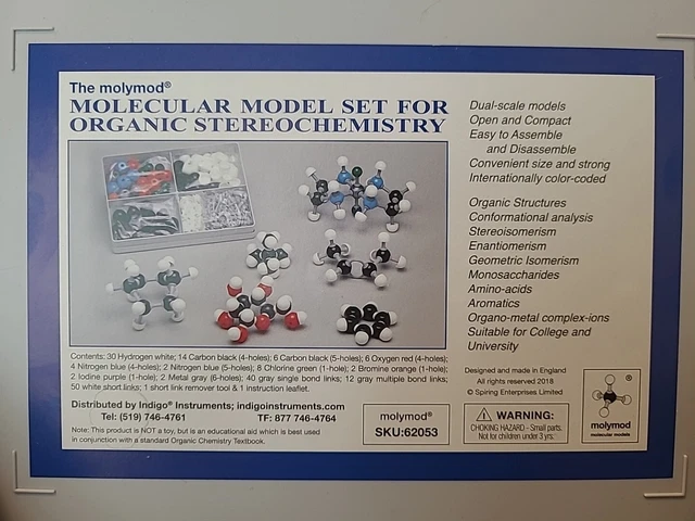 MOLYMOD MOLECULAR MODEL Set for Organic Stereochemistry Educational Aid ...