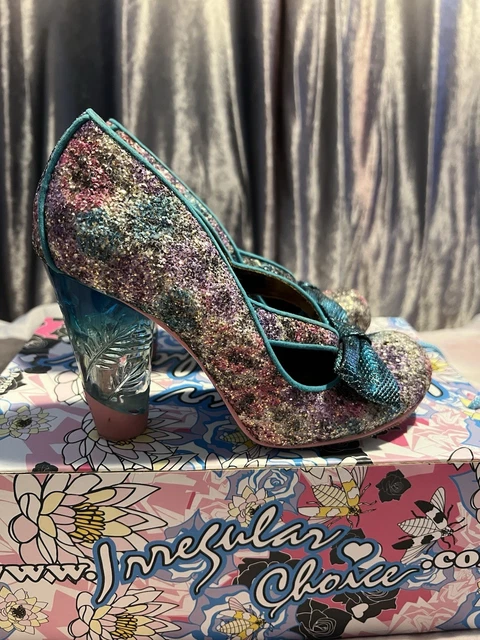 IRREGULAR CHOICE SIZE 5 Pink&Green “Hello Ha” Sparkle Heels £34.00 ...
