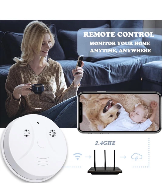 HIDDEN CAMERA SMOKE Detector Wifi Video Recorder Real Time Spy HD 1080P ...