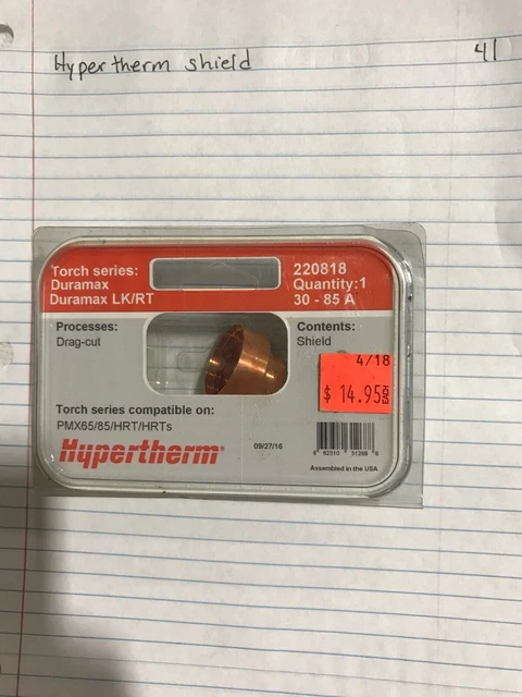 GENUINE HYPERTHERM 220818 Drag Shield Powermax 45XP 65 & 85 HRT HRTs ...