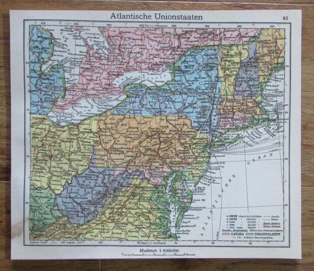 ATLANTIC STATES OF the Union - Old Map Map from 1922 Old Map £8.60 ...