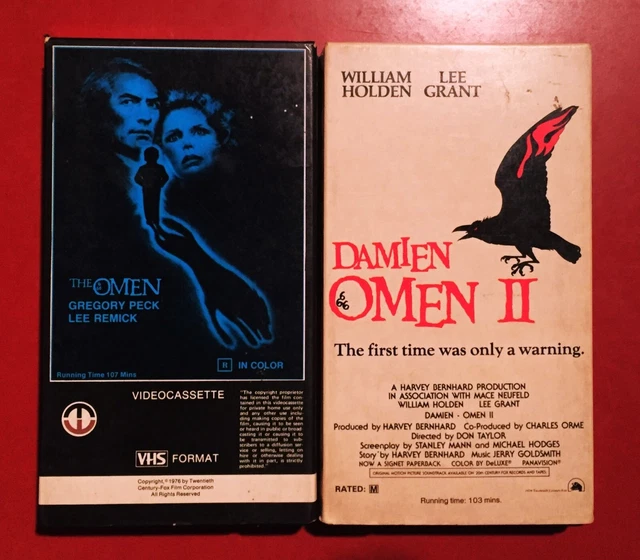 THE OMEN + DAMIEN OMEN II vhs MAGNETIC VIDEO cult 70s Satanic Horror ...