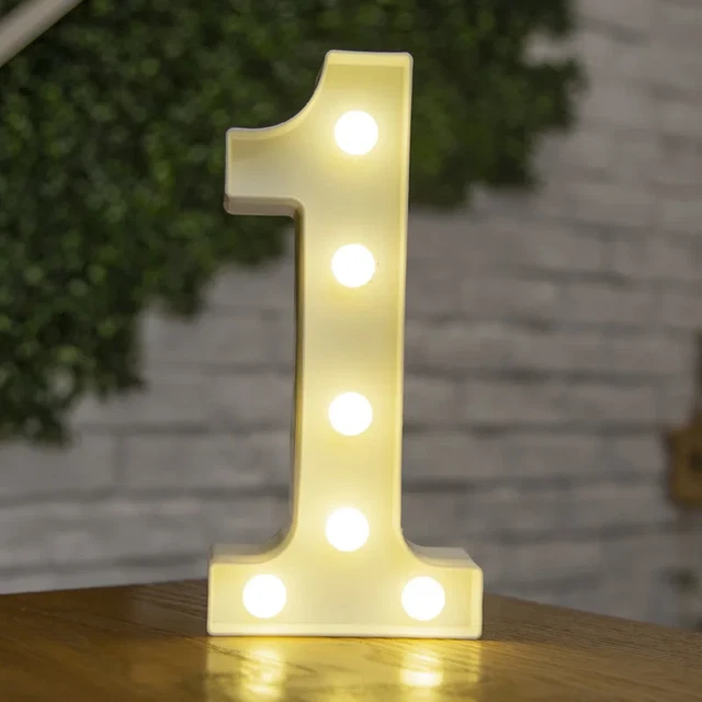 ALPHABET LETTER LED Lights Luminous Number Lamp Battery Warm Night ...