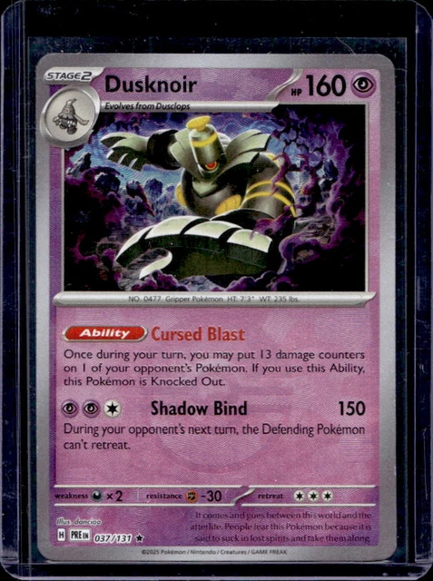 2025 POKEMON PRISMATIC Evolutions Dusknoir Poke Ball Reverse Holo #037/ ...