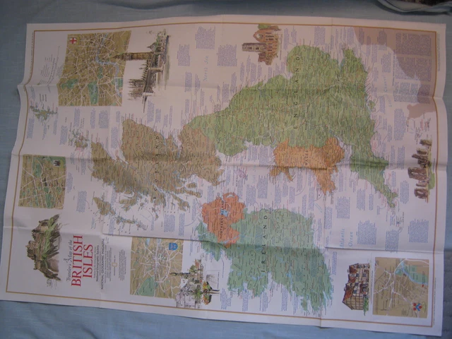 VINTAGE TRAVELER'S MAP OF THE BRITISH ISLES National Geographic April ...