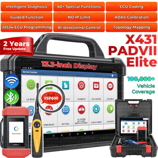 LAUNCH X431 PAD 7 ELITE PADVII Car+Truck Heavy Duty ADAS Diagnostic ...