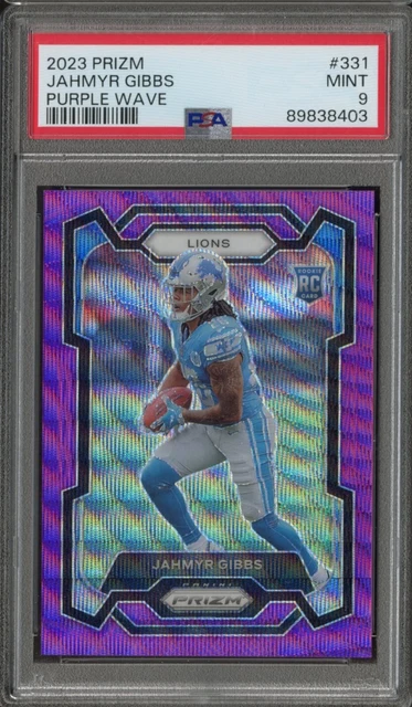2023 PANINI PRIZM Football Jahmyr Gibbs violet vague Prizm RC/99 PSA 9 ...