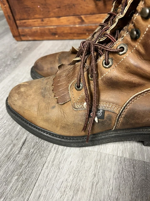 VINTAGE JUSTIN ORIGINAL Roper Work And Hiking Western Style Brown Boots ...