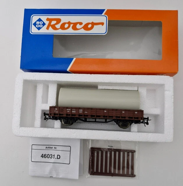 ROCO SPUR H0 46031D Güterwagen Rungenwagen mit RS-631 Rohr 416 958R20 ...