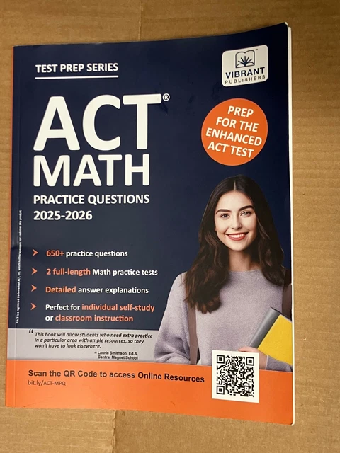 ACT MATH PRACTICE Questions 2025/26 Vibrant Publishers Book Prep Test ...