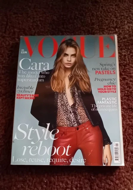 UK VOGUE MAGAZINE - January 2014 - Cara Delevingne Cover - Excellent ...